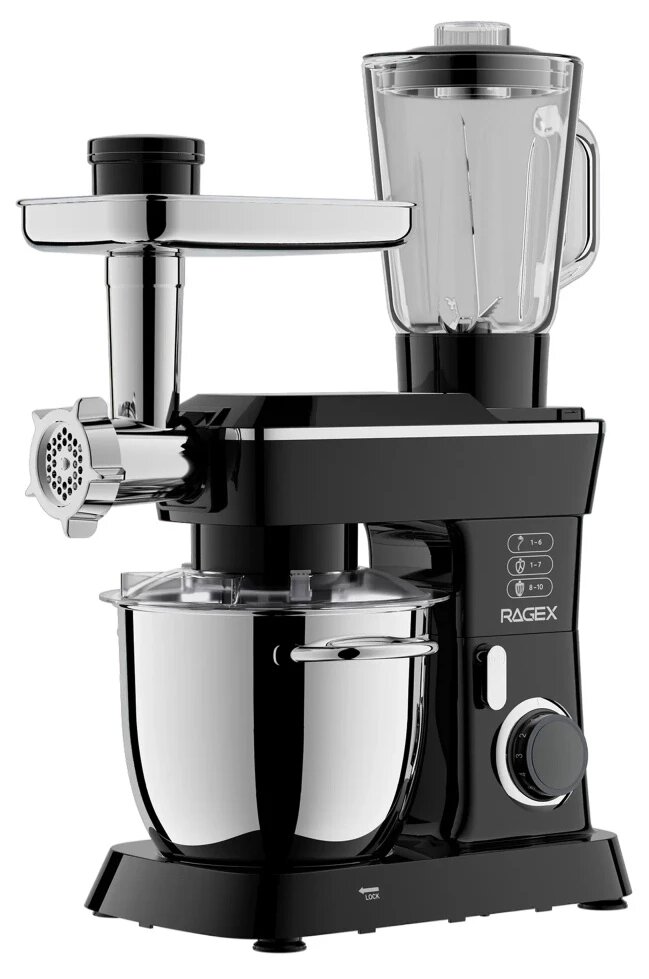 Кухонный комбайн 14 в 1 RAGEX R112-000, 4.5 л, 1300 Вт (черный)