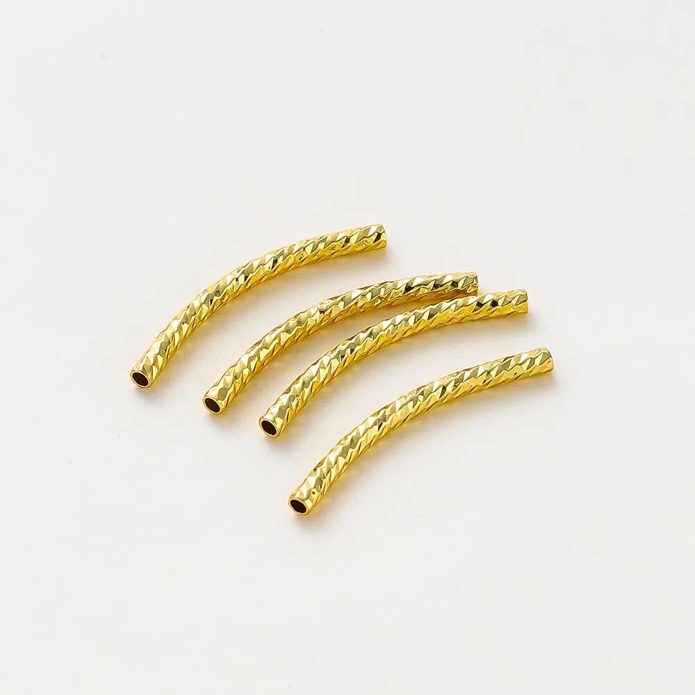 Бусины-трубочки, размер 2x35 мм, 18-каратное золото, материал медь, 20 шт.
