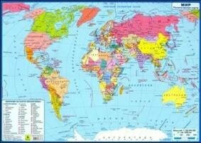 Планшетная карта Мира политическая, двусторонняя новые границы