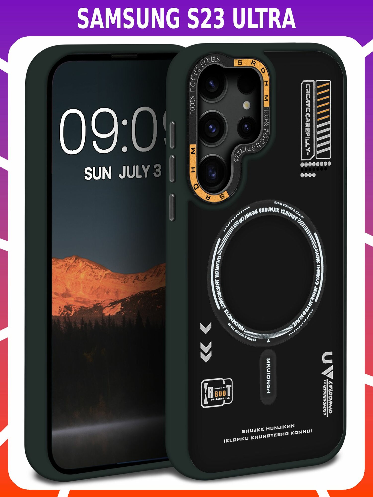 Дизайнерский чехол из мягкого пластика для SAMSUNG GALAXY S23 ULTRA с MagSafe и усиленной защитой камеры