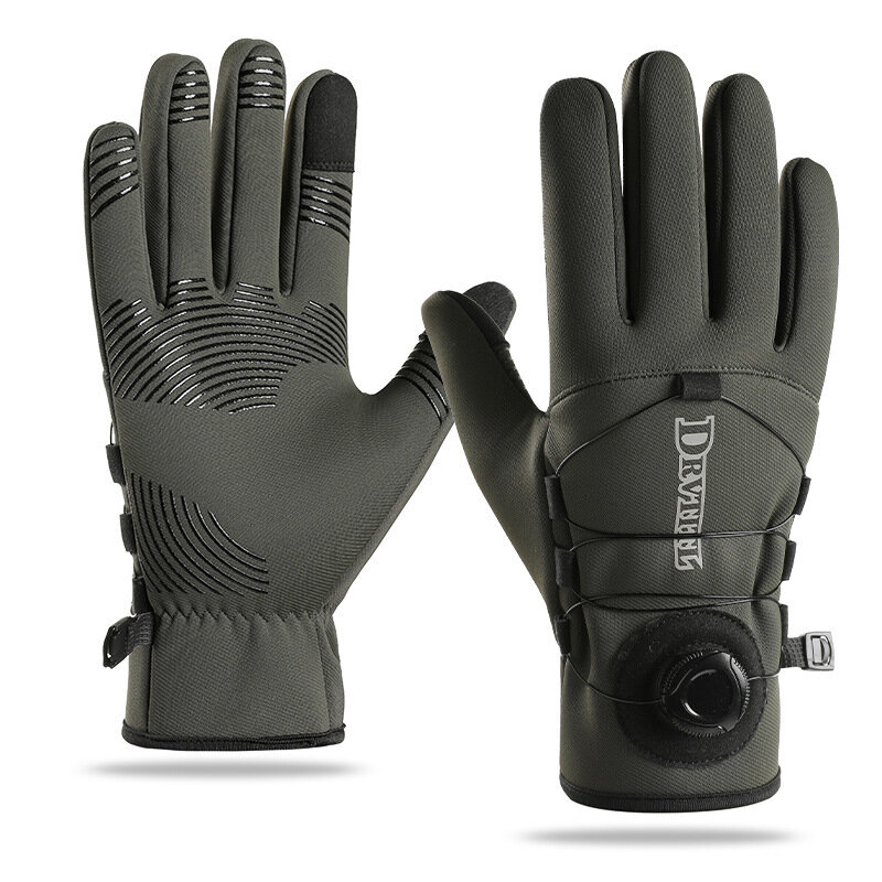 Горячие продажи осенних и зимних велосипедных перчаток для мужчин, удлиненные и с флисовой подкладкой, утолщенные, ветро- и водонепроницаемые спортивные перчатки с теплыми накладками