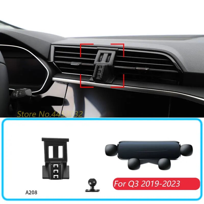 Для Audi Q3 F3 2019-2024 гравитационный автомобильный держатель для телефона, подставка, крепления, поддержка горизонтального GPS-кронштейна с базовыми аксессуарами