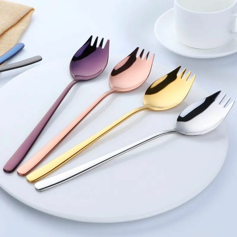 Набор вилка и ложка для салата ложка 4 предм. разноцветный