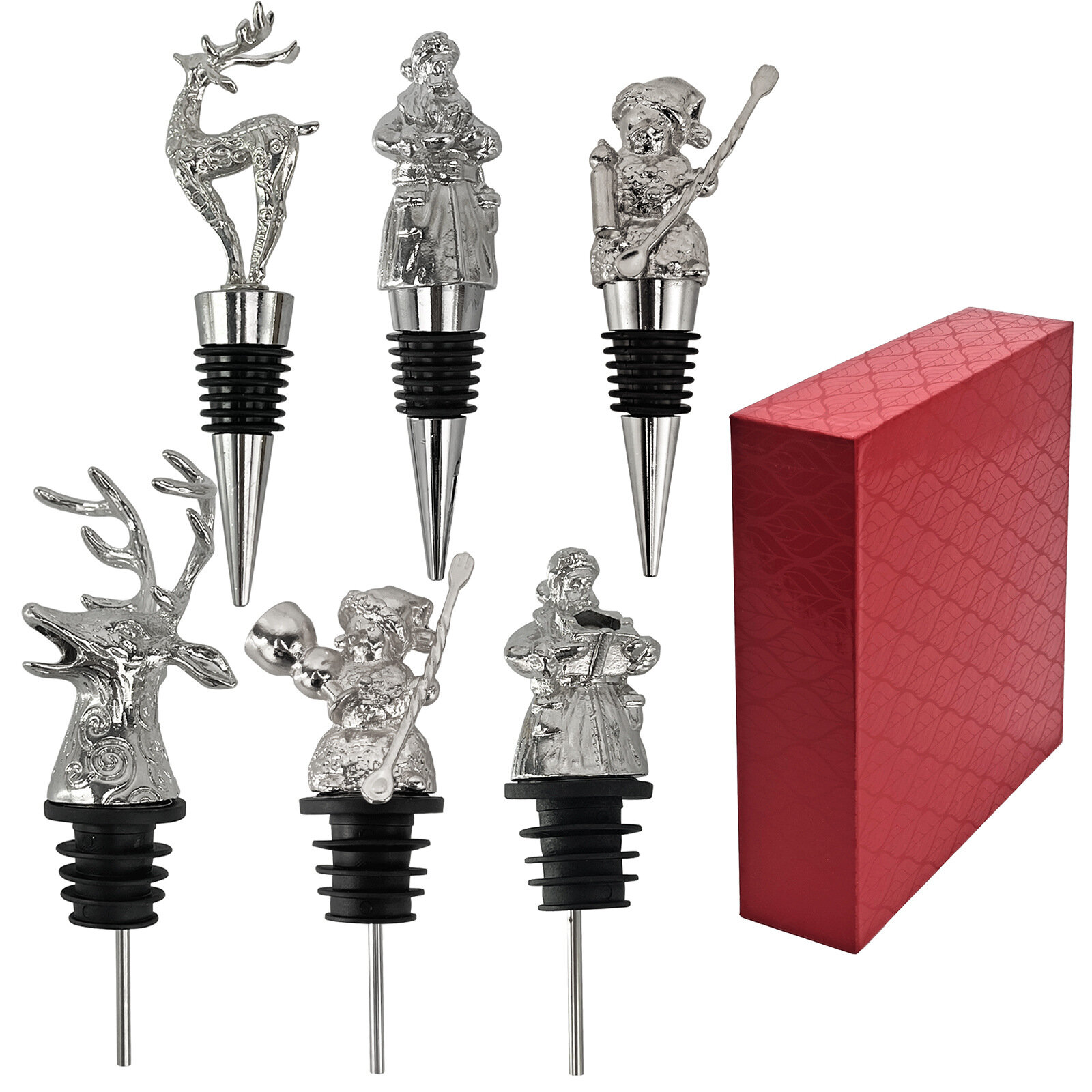 Насос для красного вина, носик для наливания, пробка для бутылки вина, рождественский подарок, набор из 6 предметов CG1277