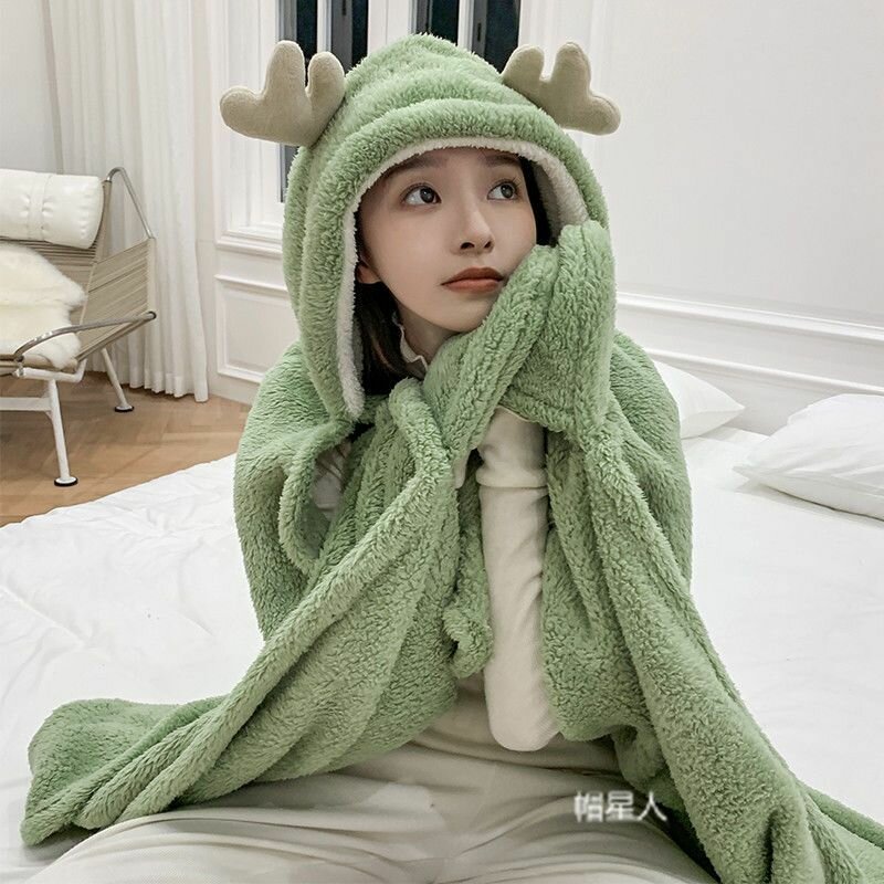 Осенне-зимний ленивый плащ, плюшевый шаль, утолщенный, теплый, милый халат для сна, плащ для студентов, одеяло для офиса, одеяло для сна