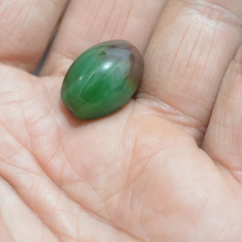Натуральные тибетские бусины Дзи овальные Изумрудный, 027