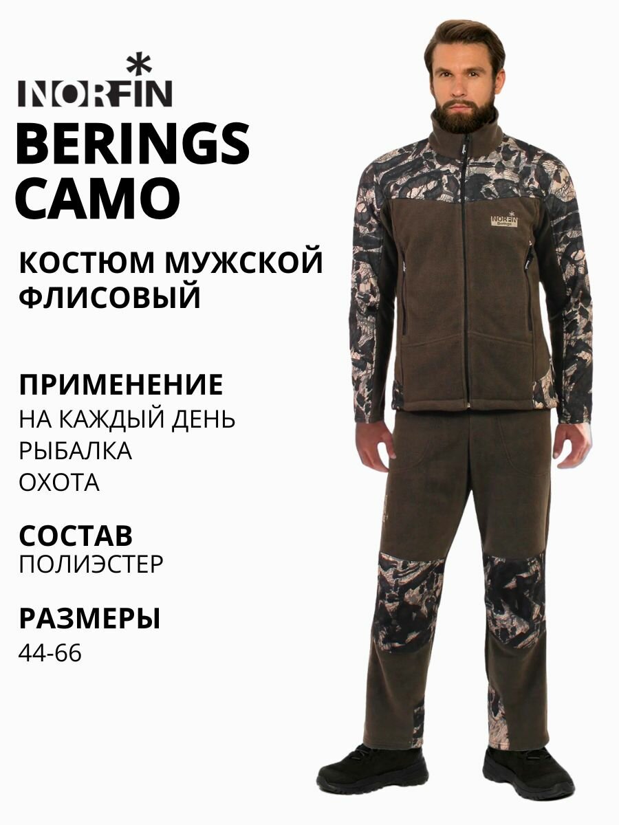 Флисовый костюм BERINGS CAMO Green всесезонный (Зеленый, XL), 37000-XL