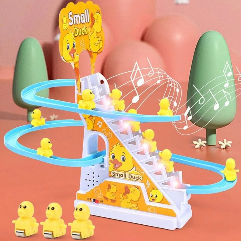 Интерактивная игрушка Бегающие уточки Small duck , детская развивающая антистресс игра утки на горке для малышей мальчика и девочки