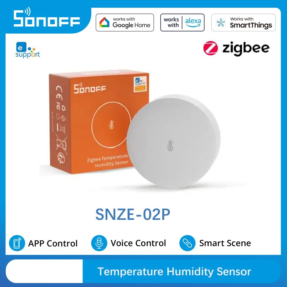 Умный ZigBee Датчик температуры и влажности Sonoff SNZB-02P (Работает с Яндекс Алисой)