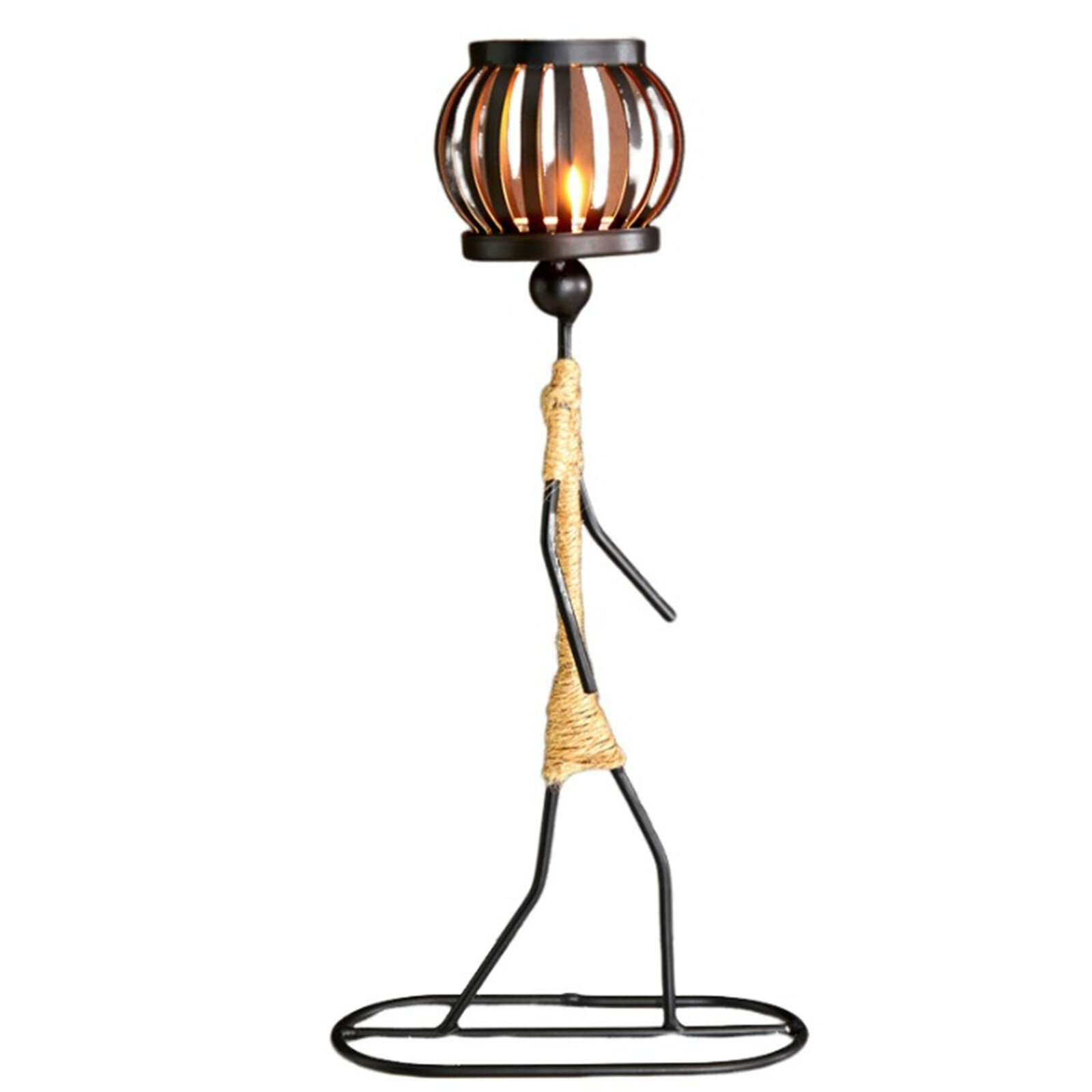 Подставка для свечей-теалайтов в африканском стиле с металлической фигуркой девушки тип B, материал железо, 16 разных стилей, различные размеры для разных нужд в украшении, для жилых помещений, столовых центров, свадеб и других особых случаев