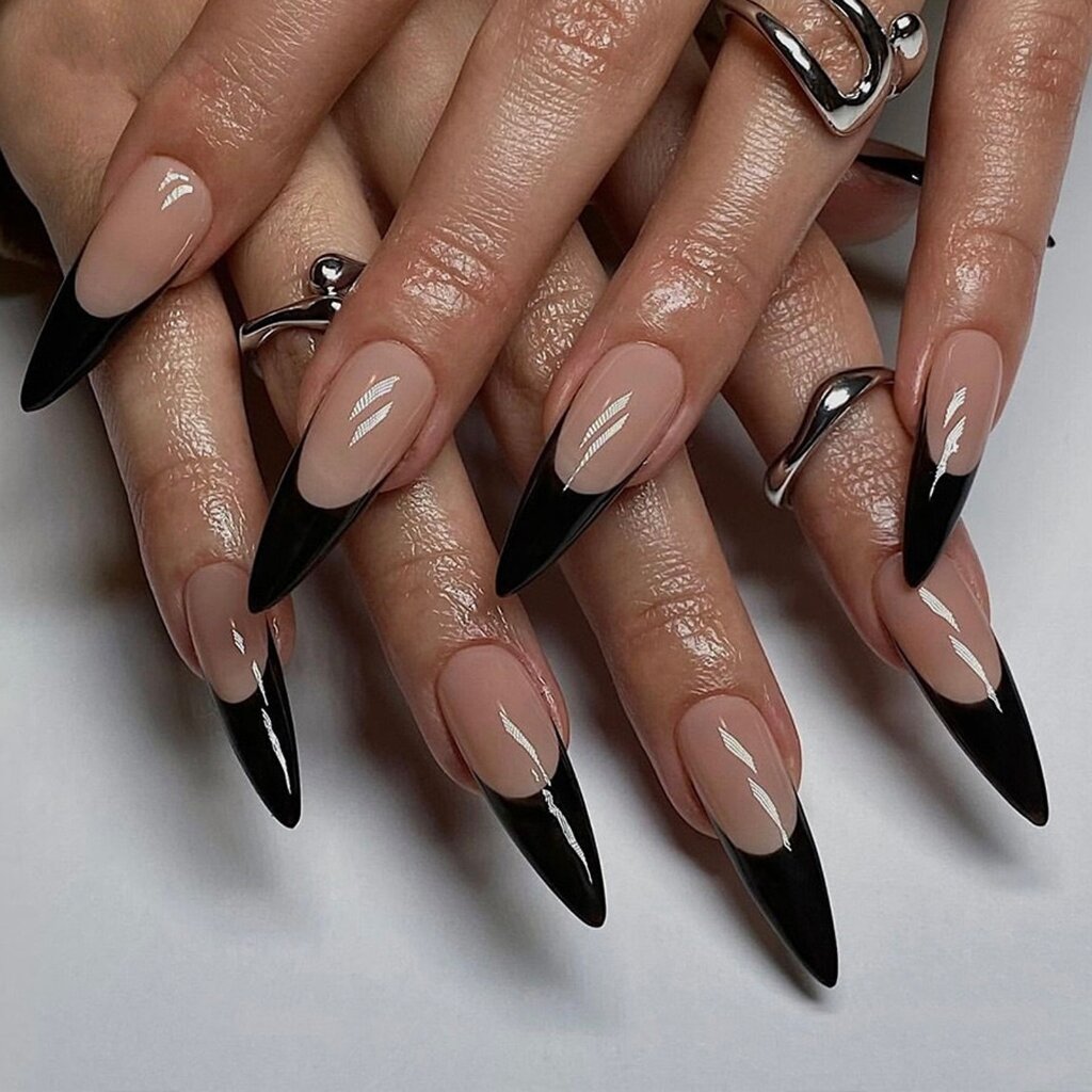 Черные накладные ногти 24 шт