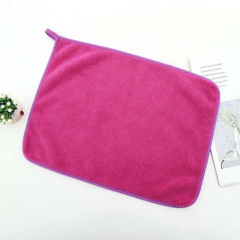 Коралловый флисовый абсорбирующий тряпка для кухни, ванной, авточистки - фиолетовая, 30x40см