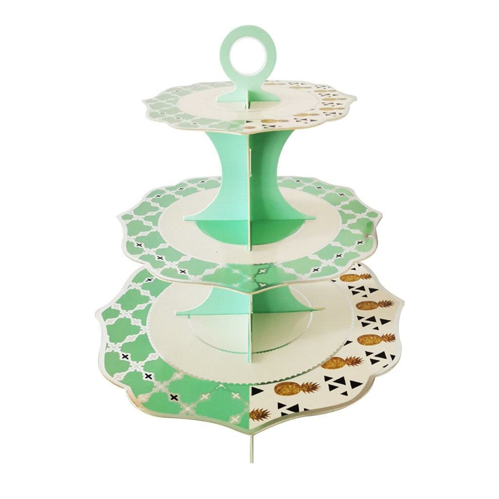 Трехъярусная картонная витрина для кексов, Зеленый