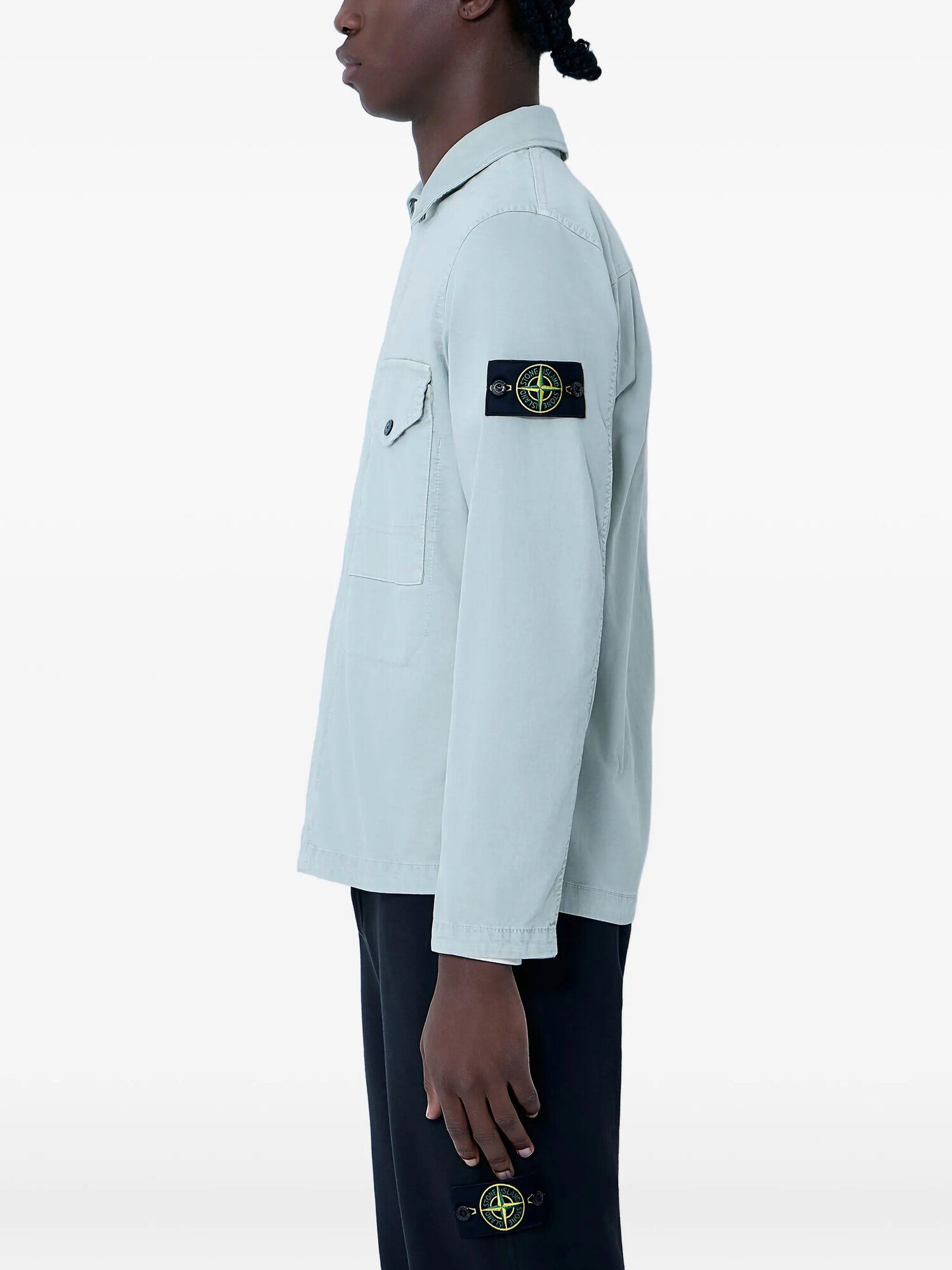 Рубашка Stone Island, размер 3XL, синий — фото 1