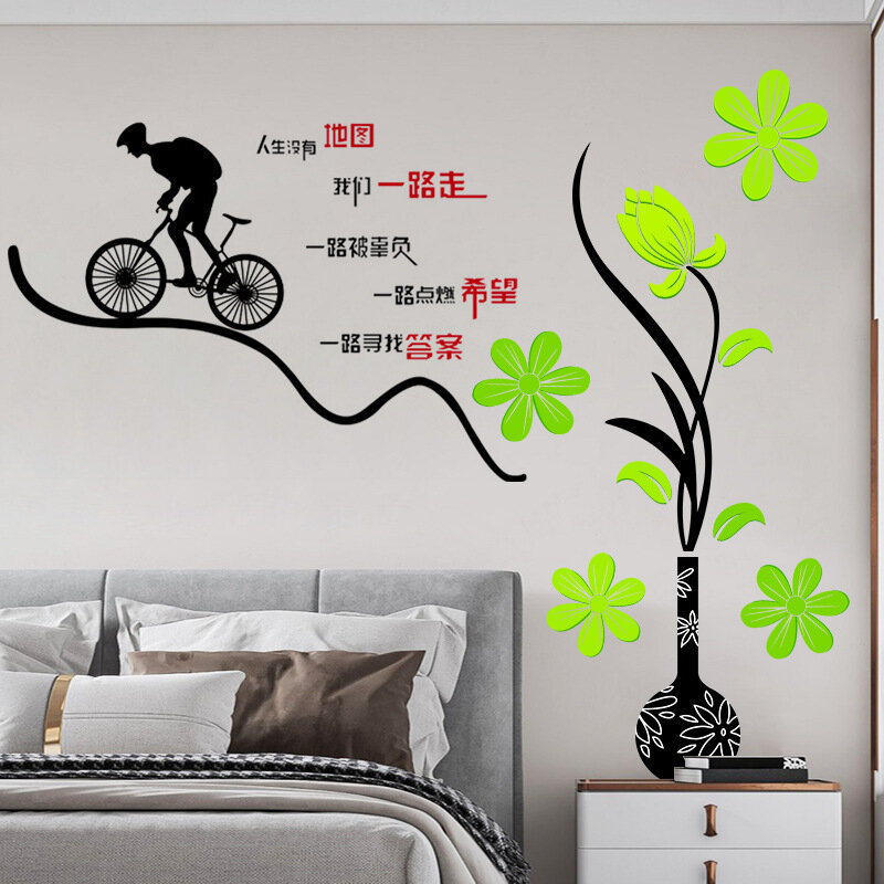 Ins украшение стены самоклеящийся зеленый лист поплавок съемный гостиная диван стена фон стикер стены украшение спальни