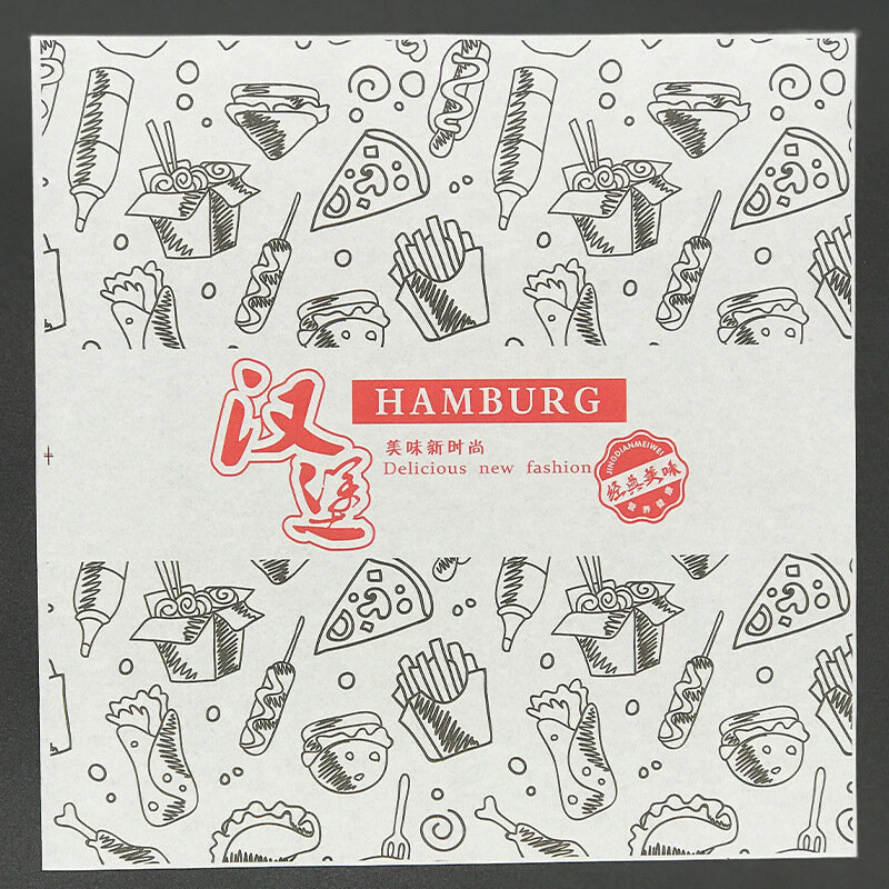 Бумага для бургеров Тяньцзинь, бумага для выпечки, покрытая бумага, жиронепроницаемая бумага для пищевых продуктов, бумага для бургеров, жиронепроницаемая бумага, силиконовая бумага для тостов