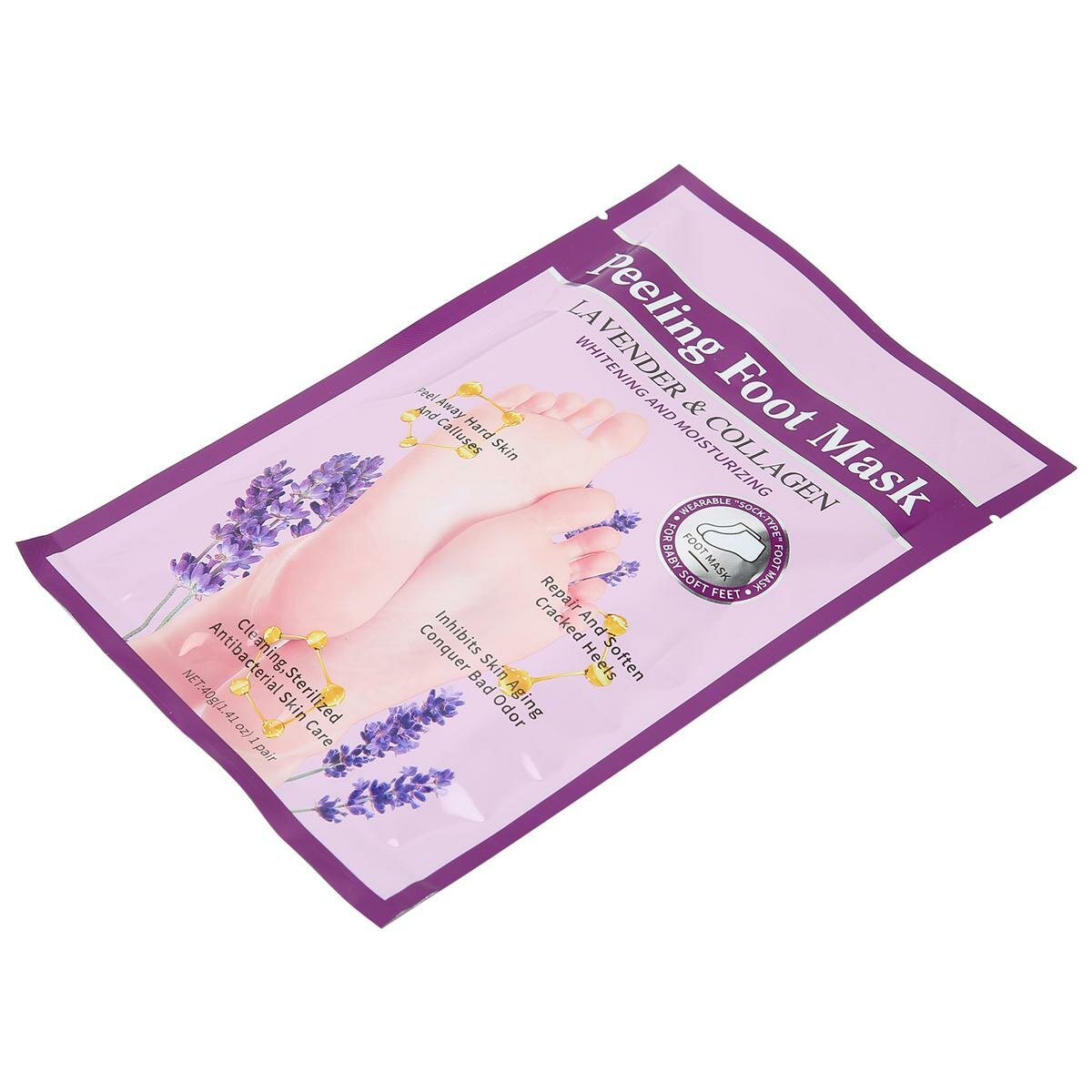 Маска-пилинг для ног Chenba Tan Lavender Collagen, мягкая, увлажняющая, для удаления омертвевшей кожи ног