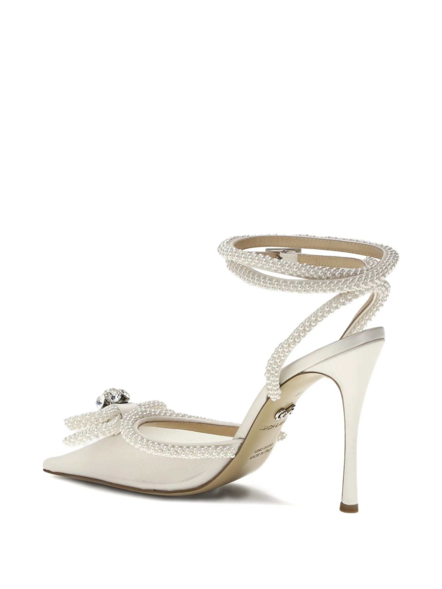 Туфли Mach & Mach Pearl bow mesh heeled pumps, размер 37,5, белый — фото 1