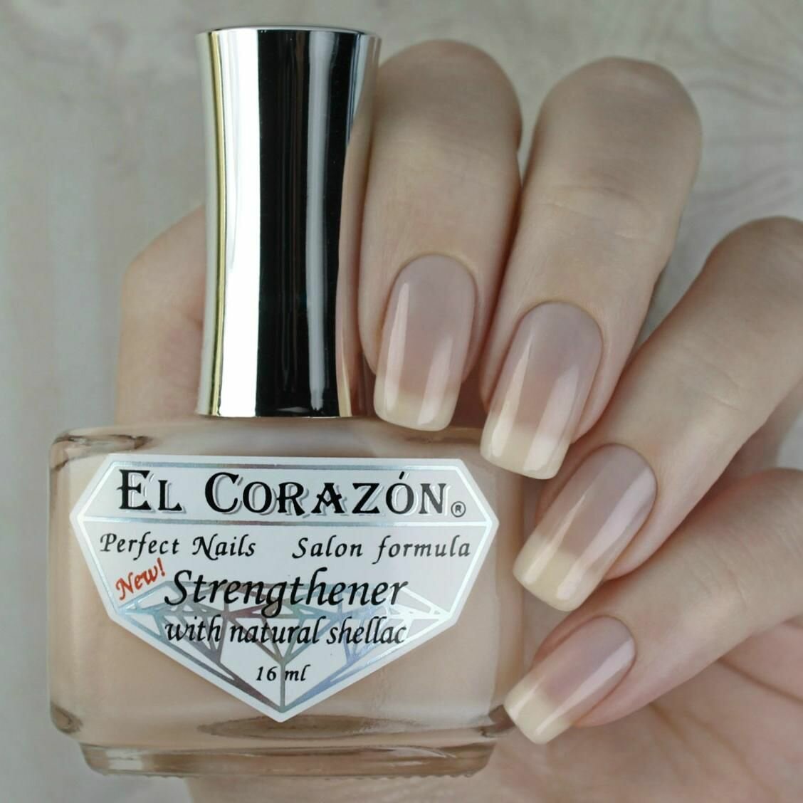 El Corazon Perfect Nails №438 Укрепляющая база под лак с натуральным индийским шеллаком "Strengthener with natural shellac" 16 мл