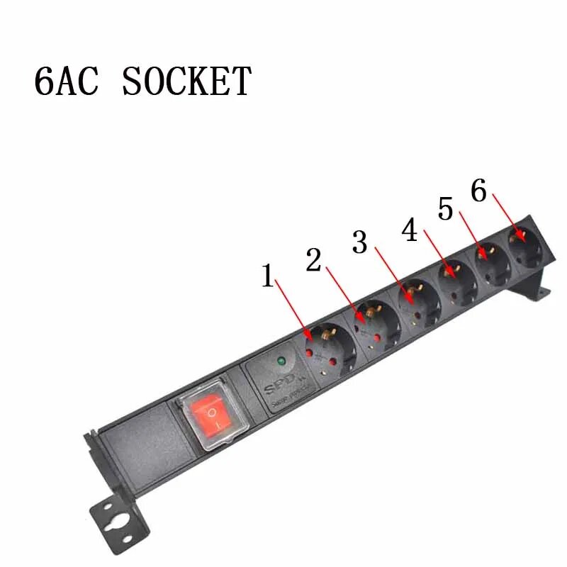 Сетевой фильтр STRIDER RUI 1-10 каналов с защитой от перенапряжения 6AC SOCKET