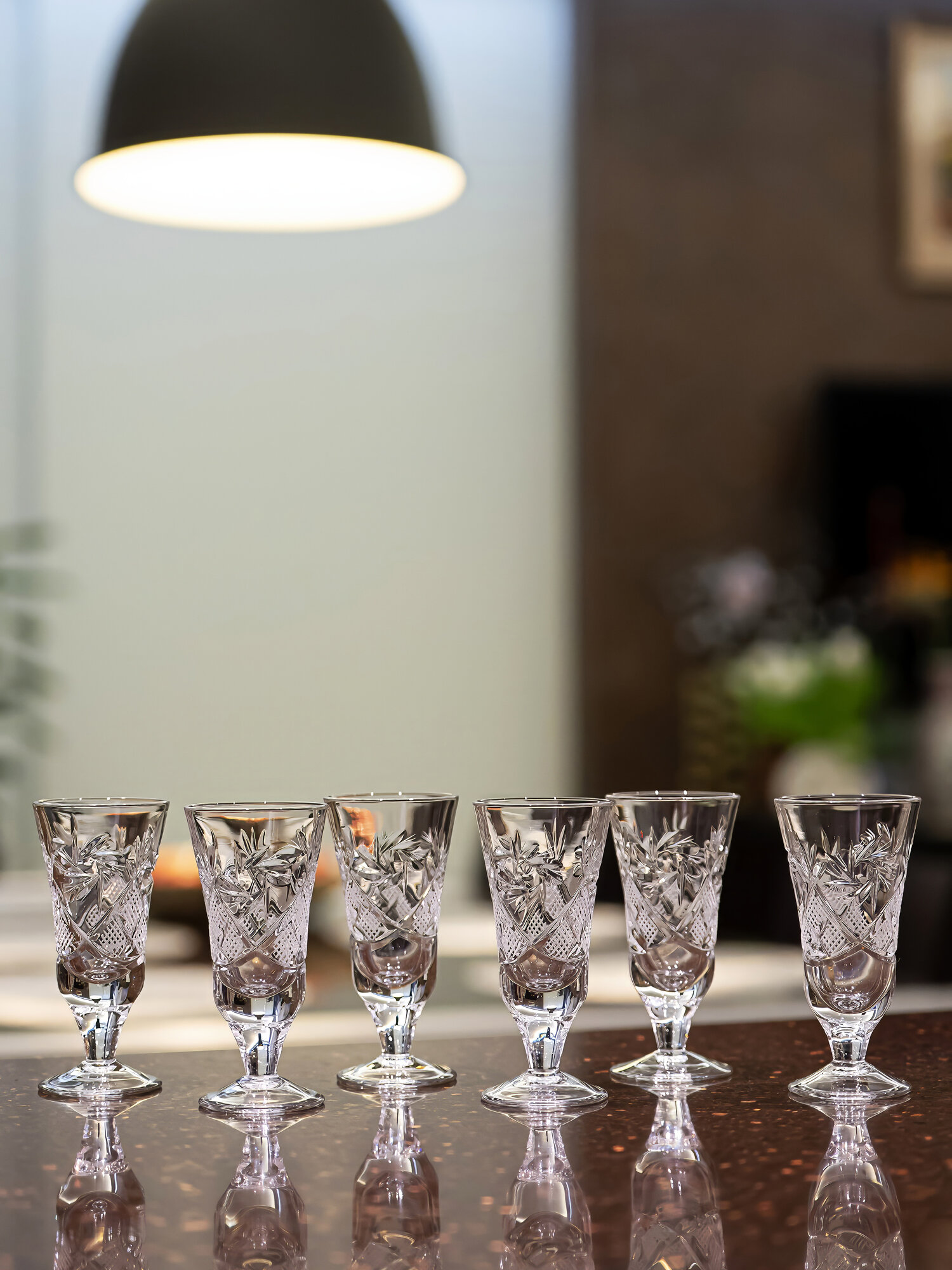 Хрустальные рюмки на ножке для водки, ликера, настоек и наливок, лафитник 25 мл. набор 6 шт. Неман 1000/1, 2879/25гр