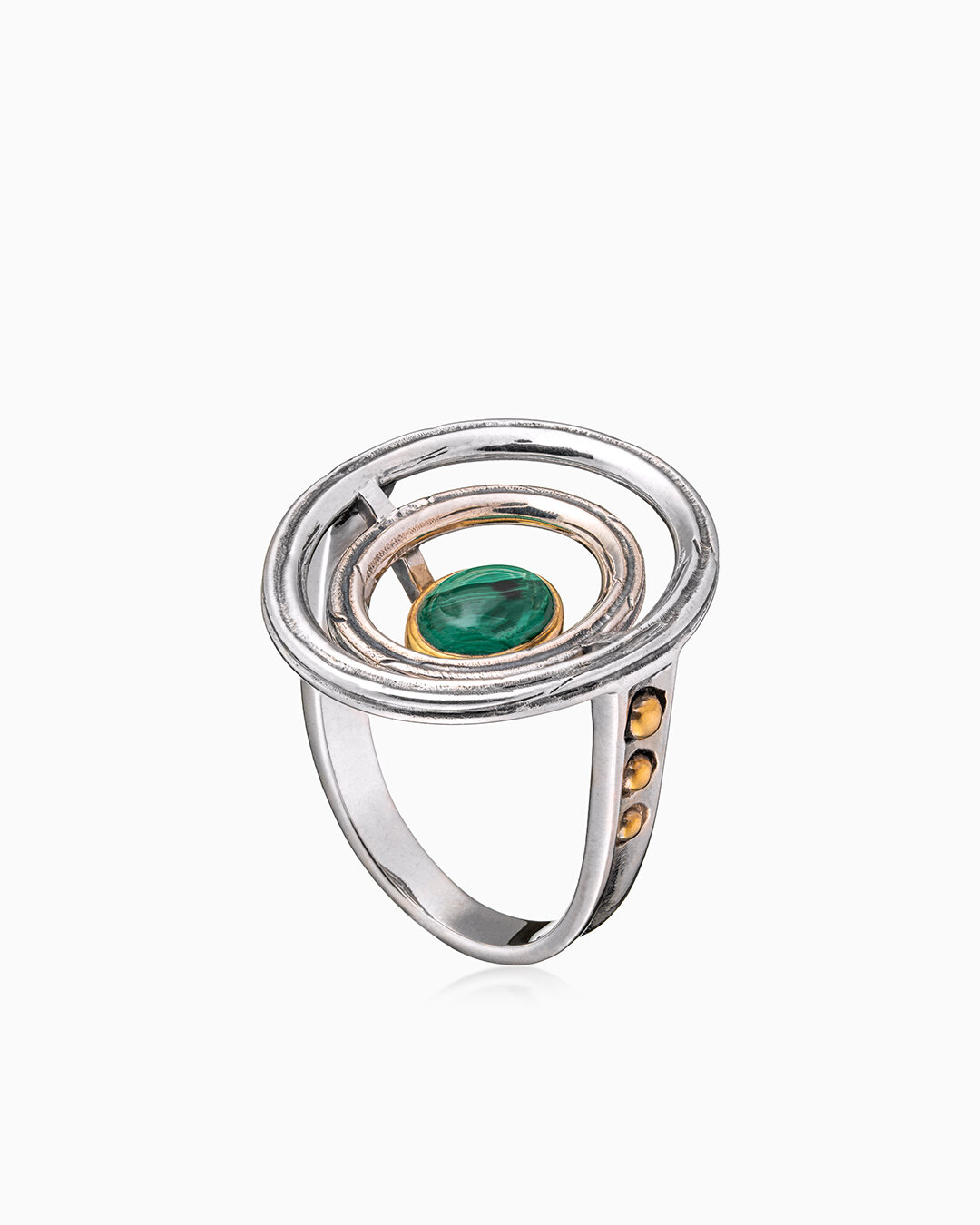 Кольцо, серебро, 925 проба, малахит