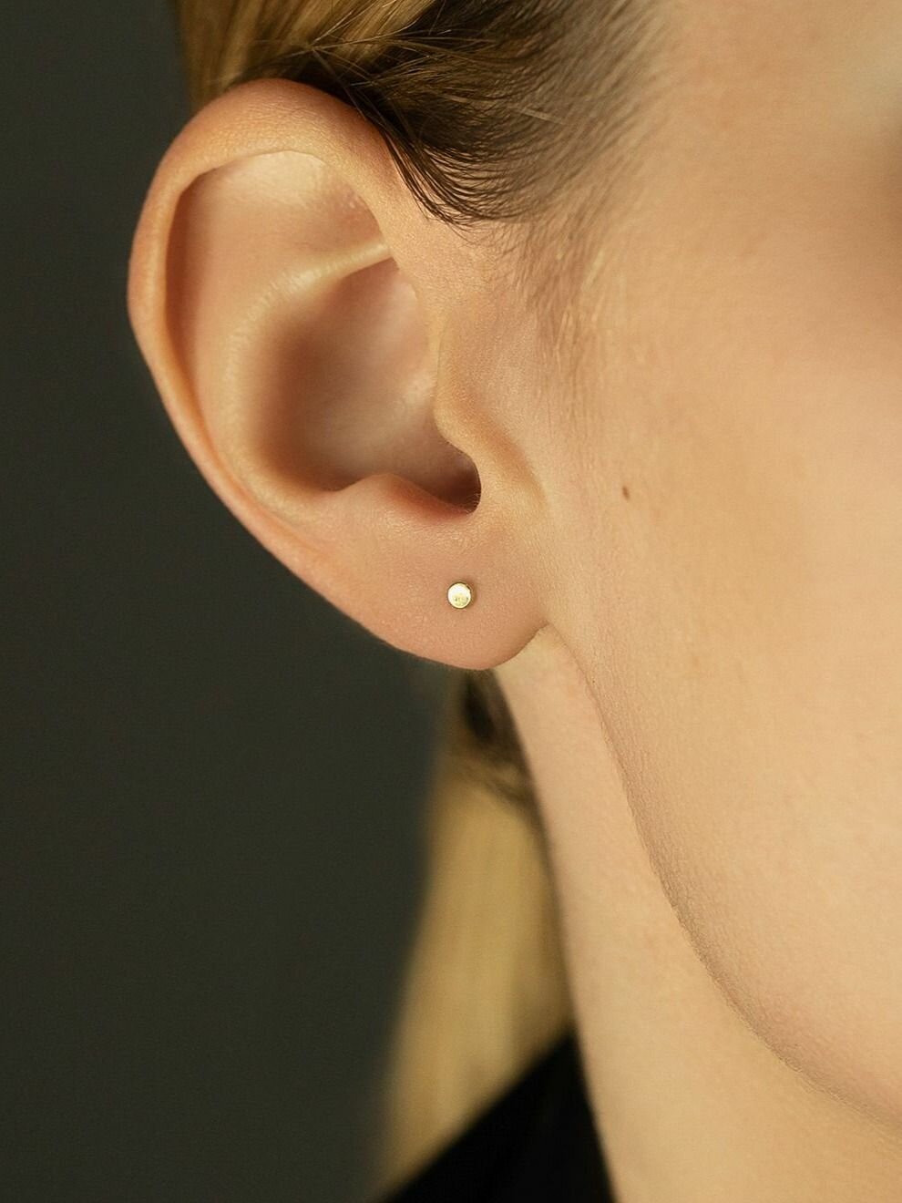 Серьги пусеты, желтое золото, 585 проба