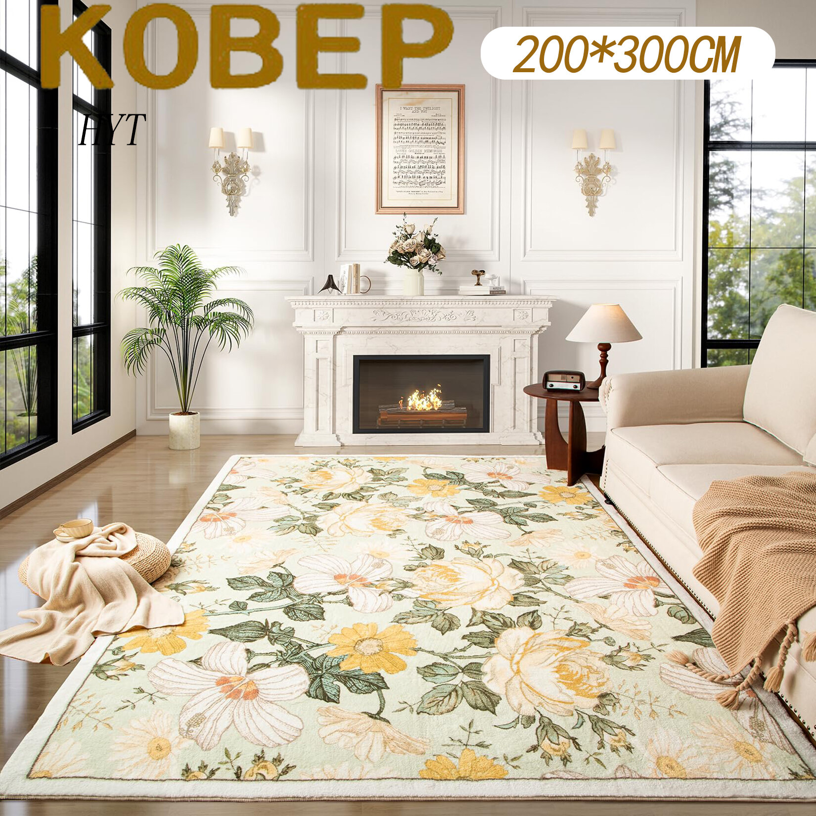 Ковер с цветами и листьями, современный, для гостиной и спальни, 2*3M