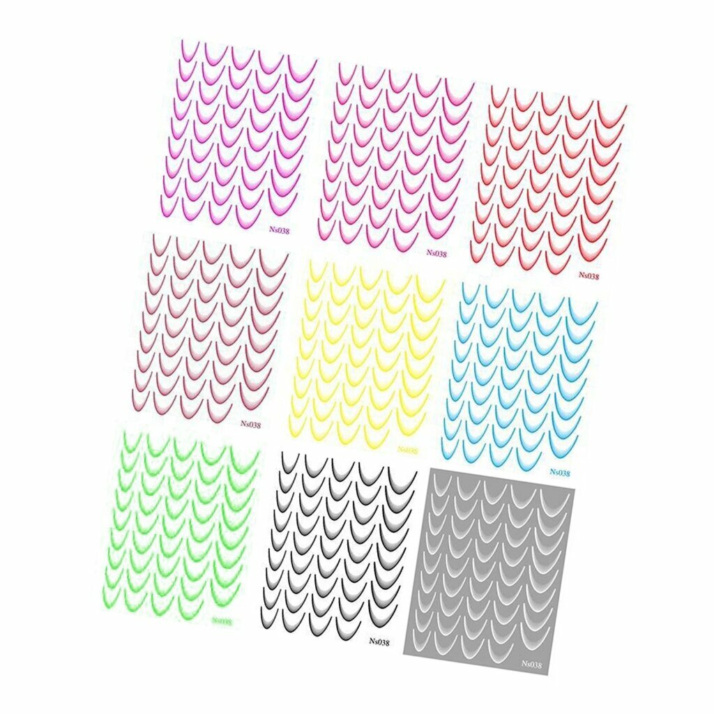 9 Листов Клейких Наклеек Для Ногтей с Французским Наконечником French Line Nails Art Stickers