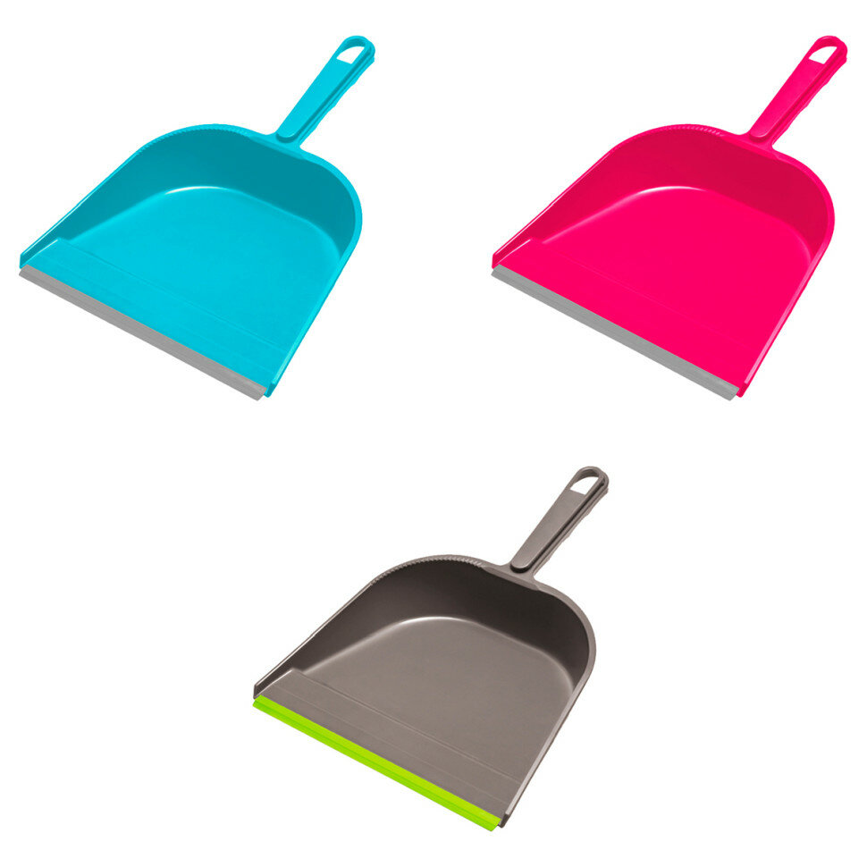 Совок для мусора York, низкая ручка, с резиновой кромкой, ширина 23см, пластик, ассорти, 281288