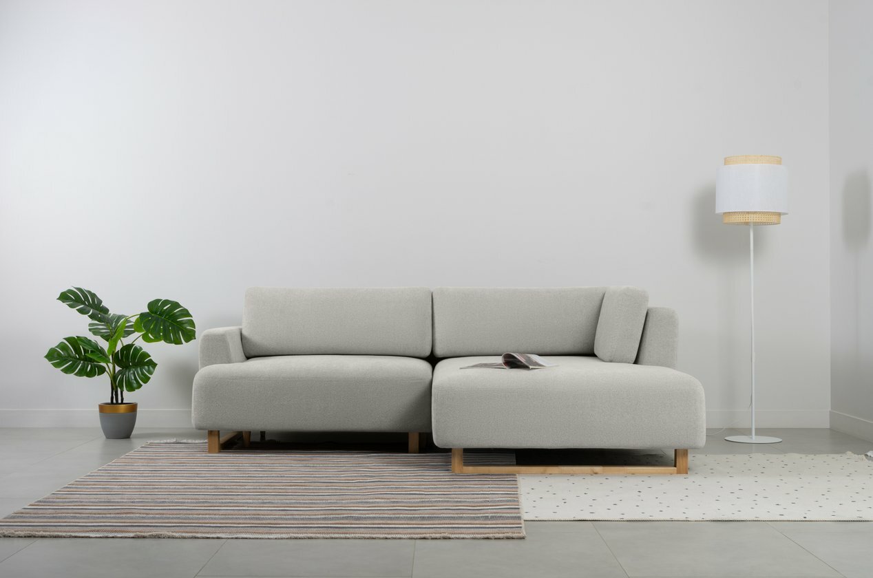 Диван угловой раскладной Divan.ru Онте Bucle Beige 240х170х83 см, спальное место 134х199 см, букле, бежевый