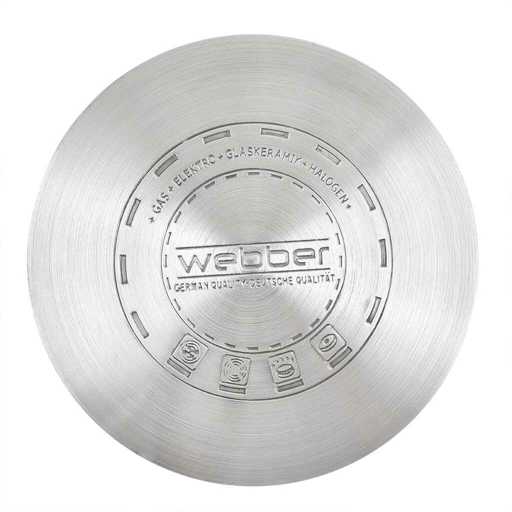 Ковш Webber BE-155/2, 1.9л, диаметр 16 см, глубина 9.5 см, нержавеющая сталь, для всех типов плит, серебристый — фото 1