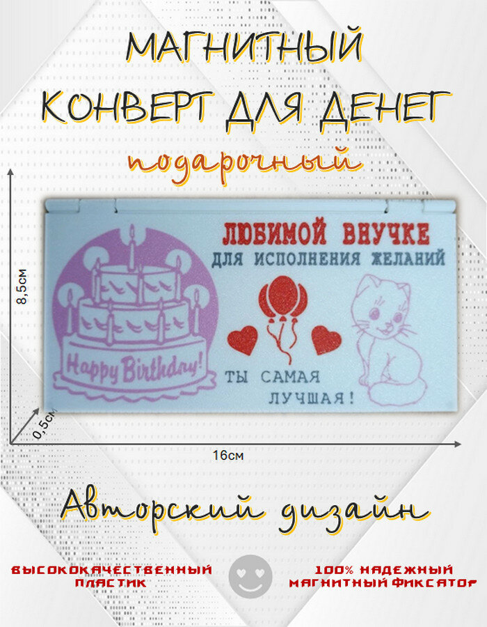 Конверт для денег внучке С днем рождения от бабушки и дедушки