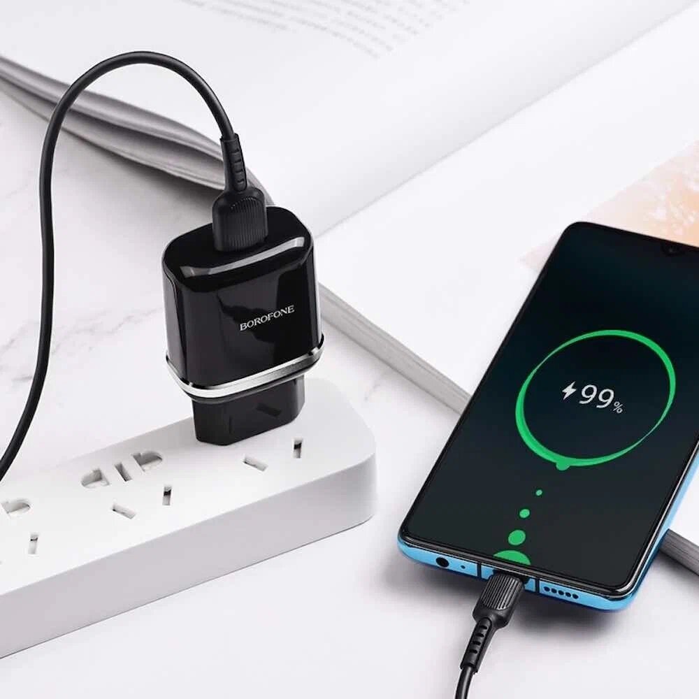 Зарядное устройство BOROFONE BA36A High speed QC 3.0 один порт USB, 5V, 3.0A, black