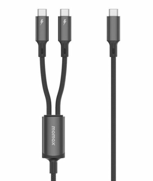 Кабель Momax Mag.Link 100W DC85D, Type-C на 2 Type-C,1.5м черный