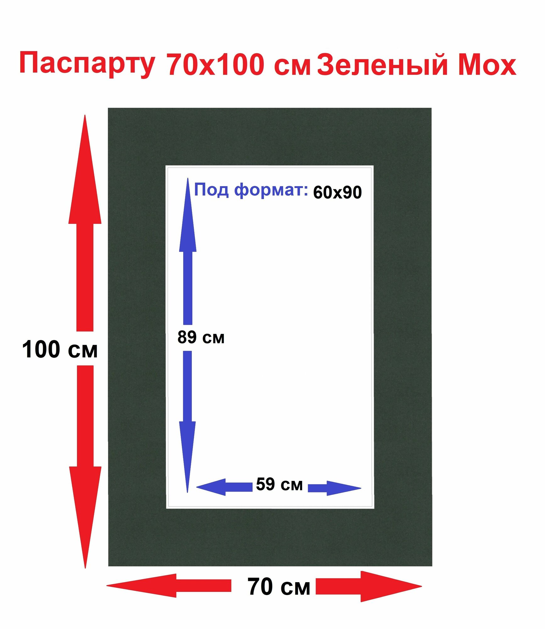 Паспарту зеленый 70*100/60*90 см