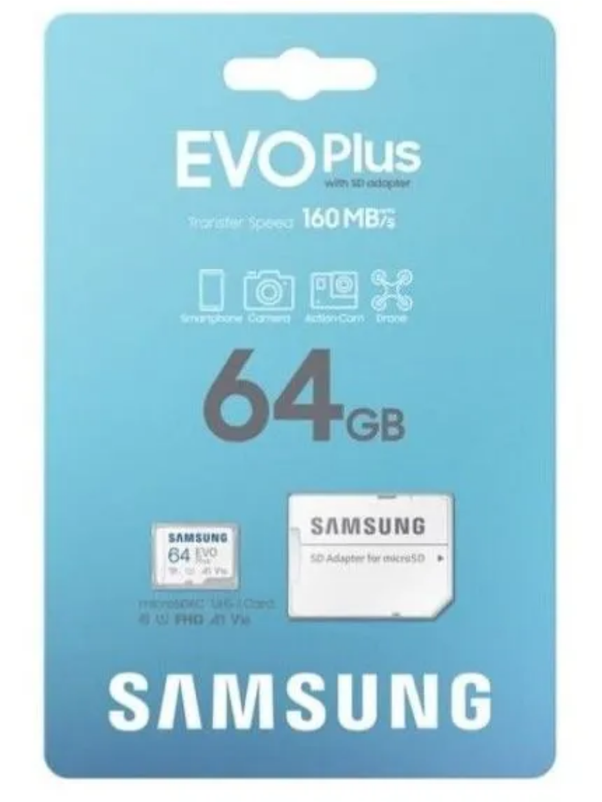 Карта памяти MicroSDXC 64 Gb Samsung EVO PLUS 160 MB/s U1 / V10 / A1 MB-MC64SA