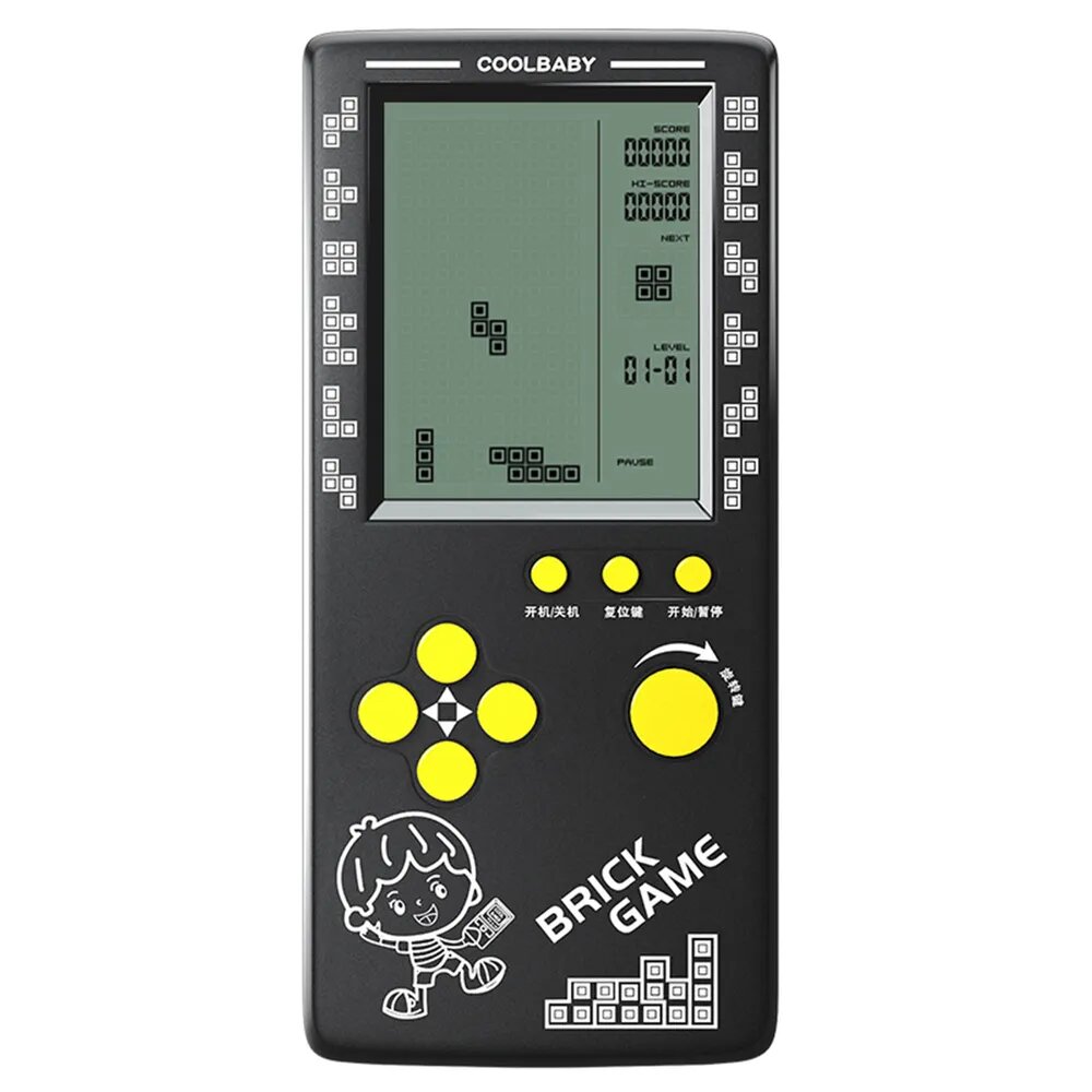 Портативная игровая консоль RS-100: удобная приставка для классической головоломки Тетрис с разноцветными блоками, создающая увлекательный процесс для