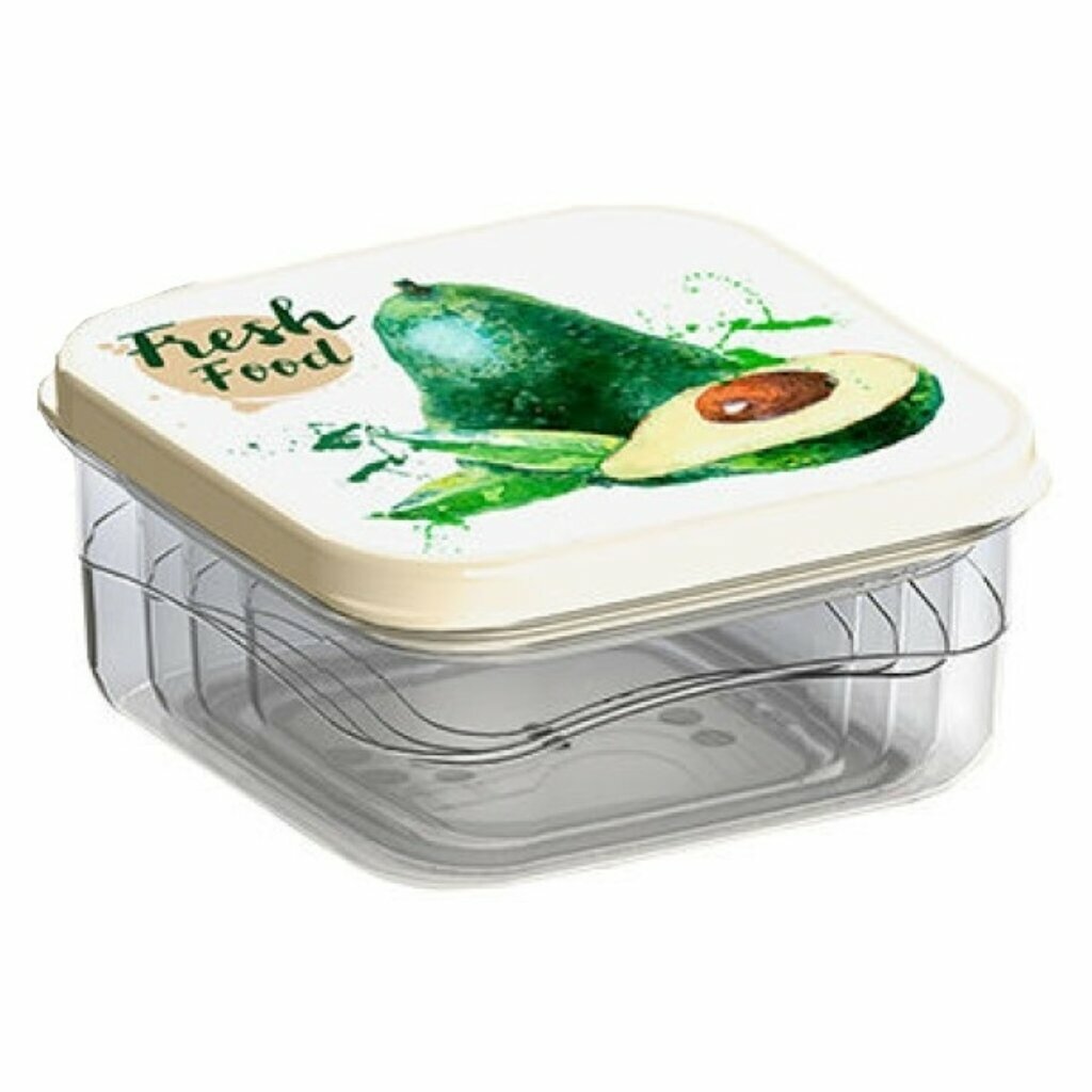 Набор квадратных пищевых контейнеров Бытпласт Phibo с декором, 4 штуки (0.3л, 0.45л, 0.65л, 1л), для СВЧ и заморозки