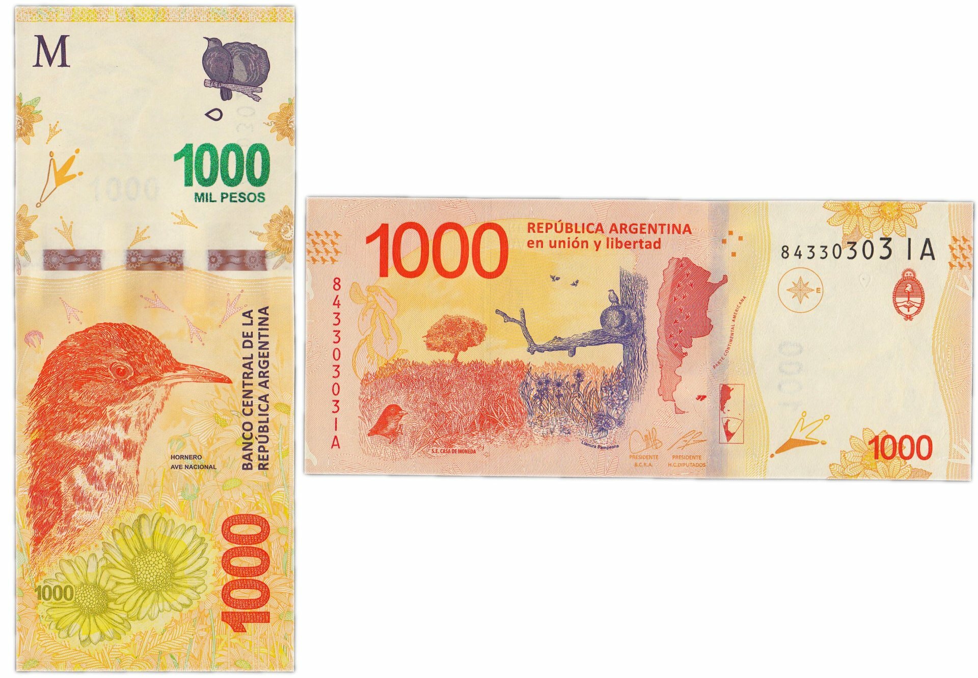 Аргентина 1000 песо 2017 2022 Pick 3665 Две Литеры IA