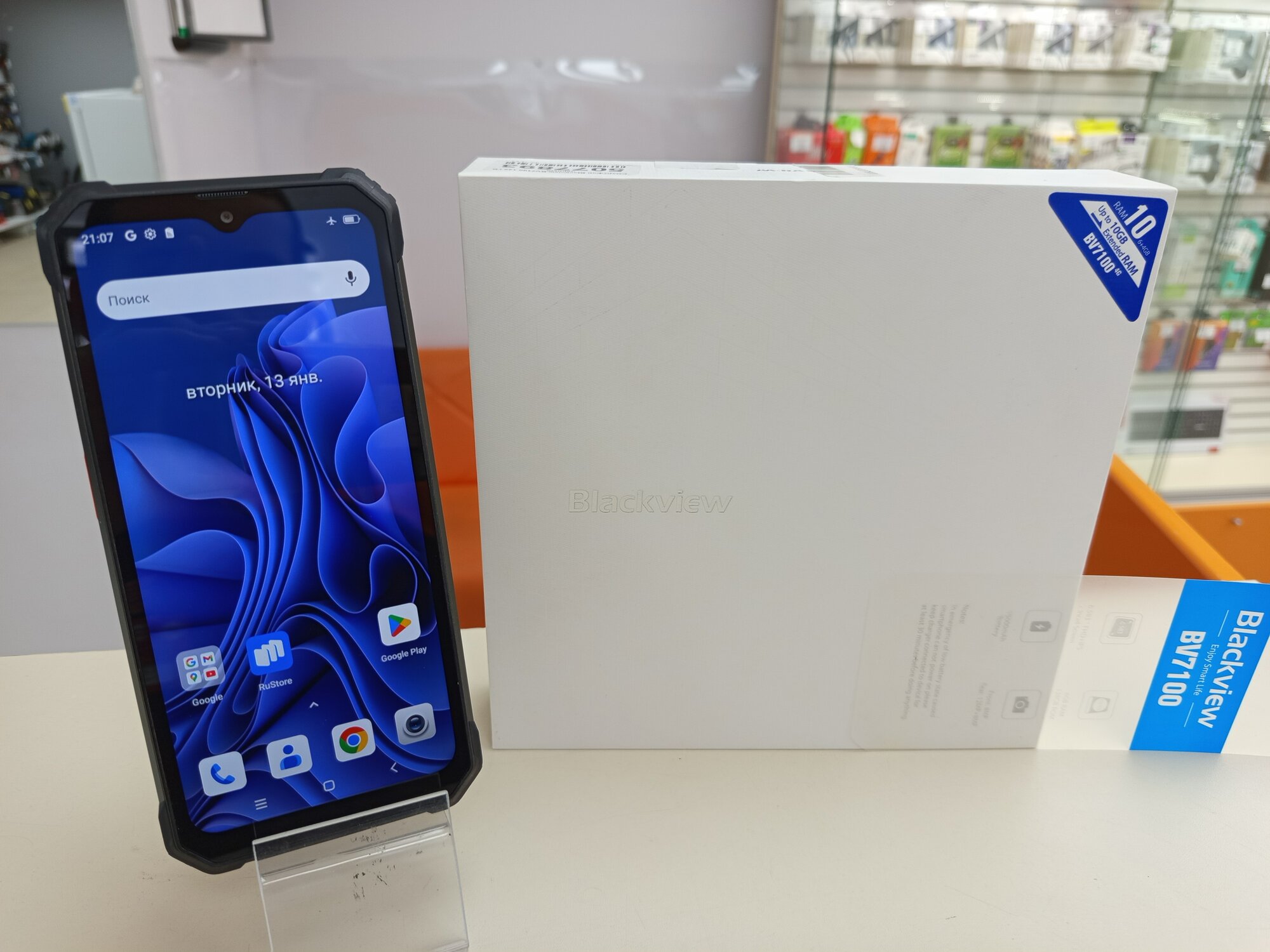 Смартфон Blackview BV7100 6/128 ГБ Global для РФ, Dual nano SIM, черный, (б/у), как новый , уцененка