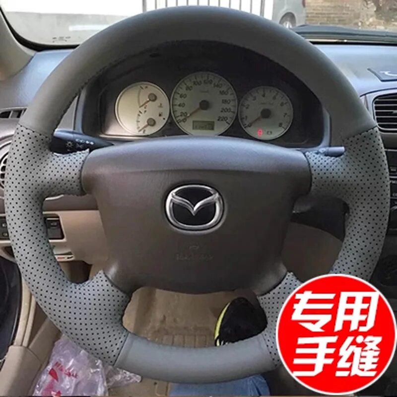 Антибактериальная кожа наппа ручной стежки, противоскользящая искусственная кожа для Mazda 323 Premacy FAMILY Happin, интерьер автомобиля grey Side punching