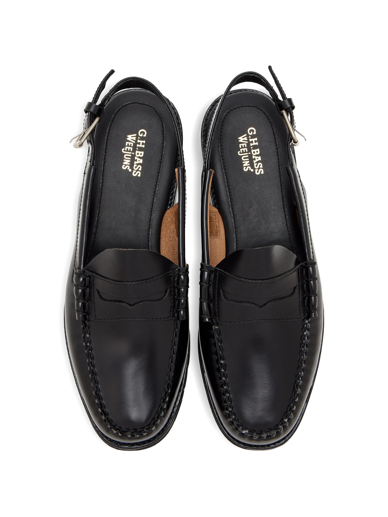 Лоферы G.H.BASS Leather slingback loafers, размер 45, black/black — фото 1