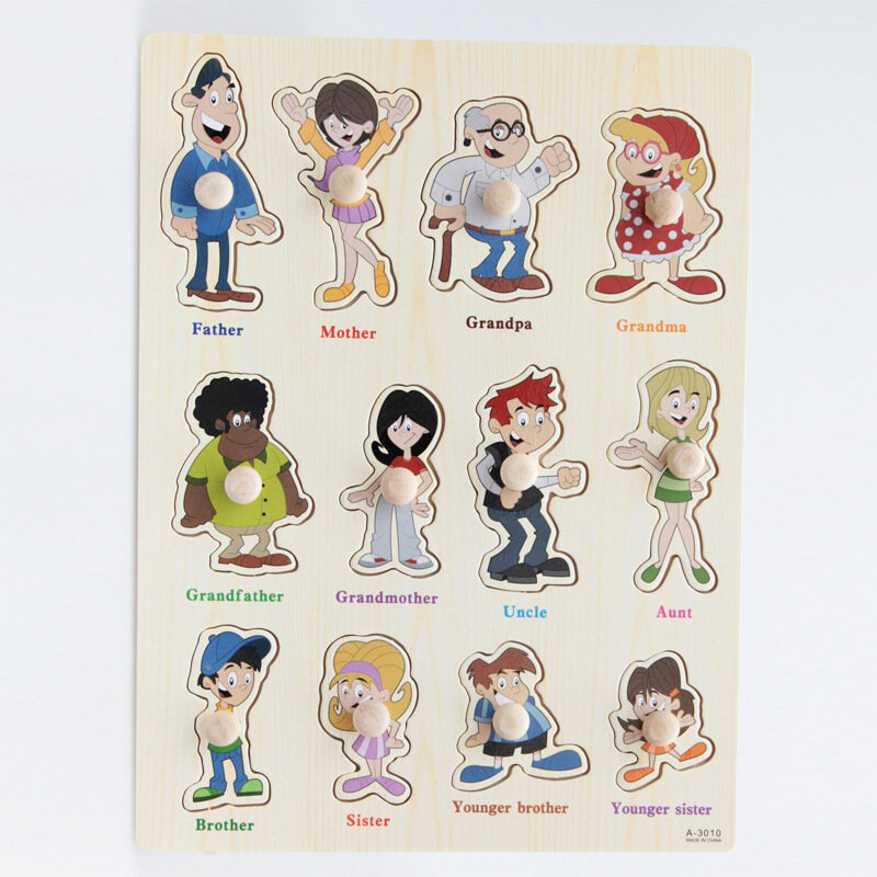 3D Пазл Доска Монтессори Раннее Обучение Алфавит Животные Транспорт Доска для Хвата Детская Игрушка 1-3 года Деревянный Пазл