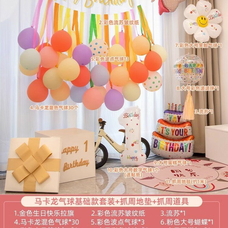 2026 Новейшие украшения для первого дня рождения мальчика и девочки, детская сцена, фон для фото с воздушными шарами, атмосфера для вечеринки