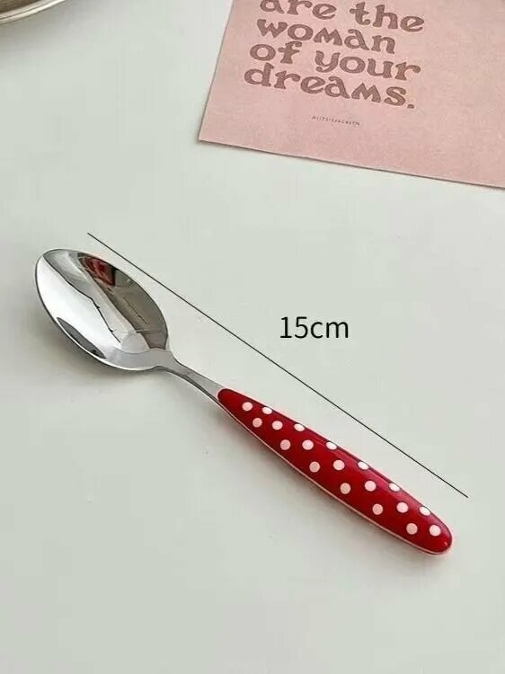 Ложка кофейная 1 предм. серебристый, красный