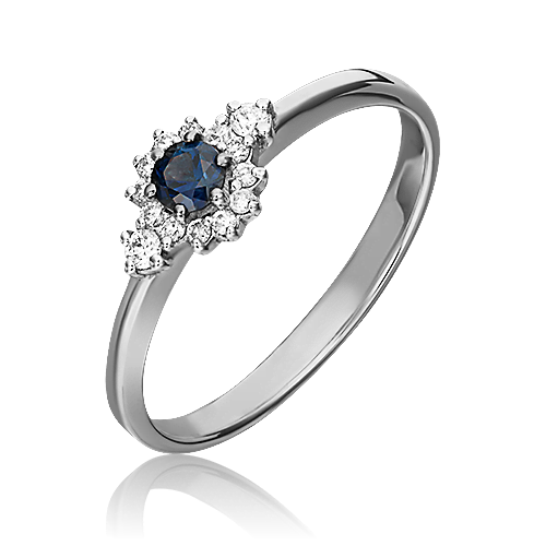 Кольцо, белое золото, 585 проба, сапфир, бриллиант