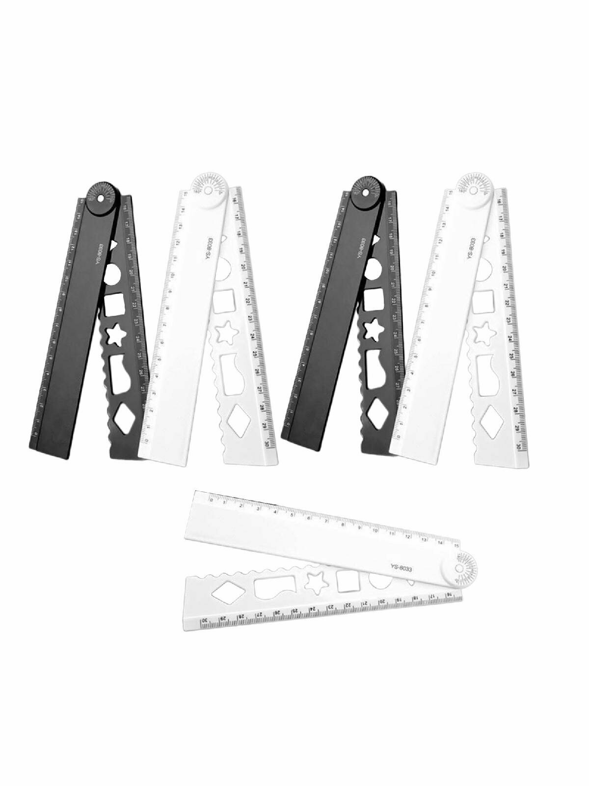 5 шт. черно белых складных линеек компактного дизайна для архитекторов инженеров