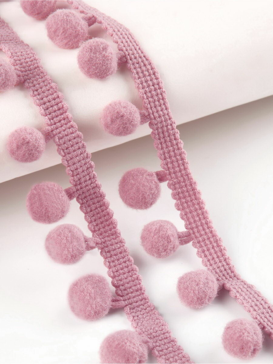Тесьма декоративная с помпонами, 25+-5 мм, 8+-0.5 м, пудровый