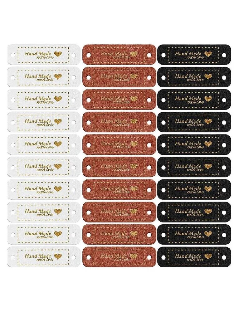 60 шт. бирок ручной работы из искусственной кожи, искусственные пришивные этикетки